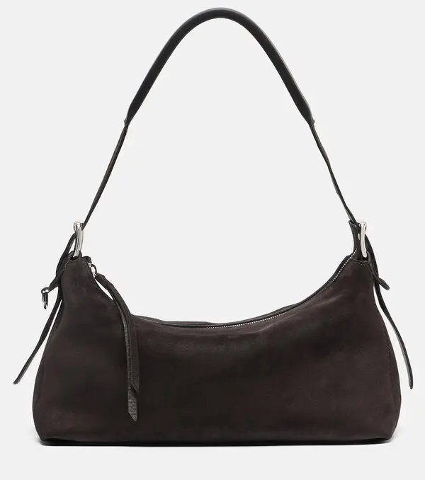 LEMAIRE Small Belted Suede Shoulder Bag - Brown