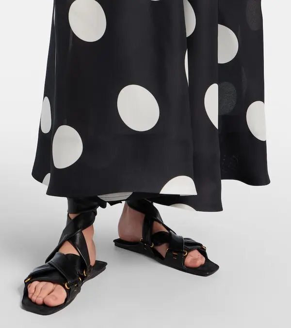 Khaite Boden Tie Leather Sandals - Black
