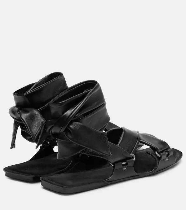 Khaite Boden Tie Leather Sandals - Black