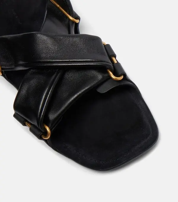 Khaite Boden Tie Leather Sandals - Black