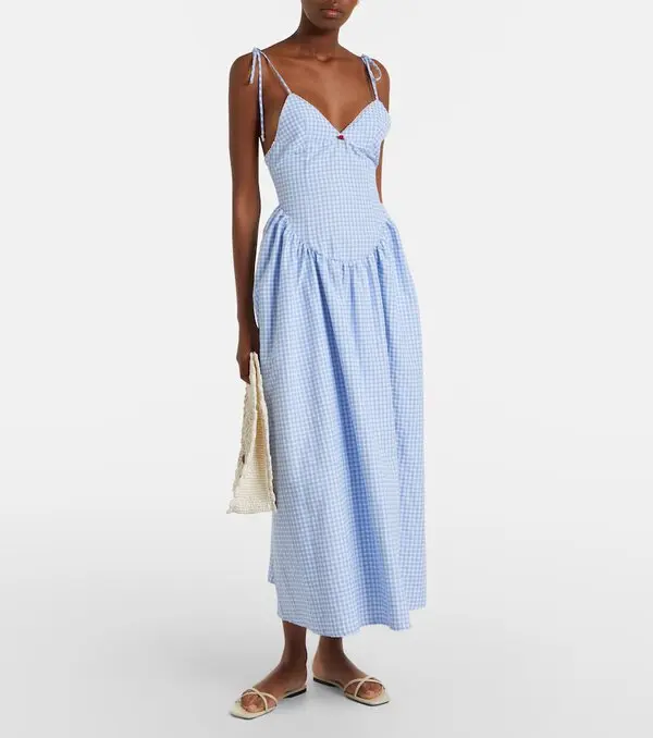 BANANHOT Paloma Gingham Cotton Poplin Maxi Dress