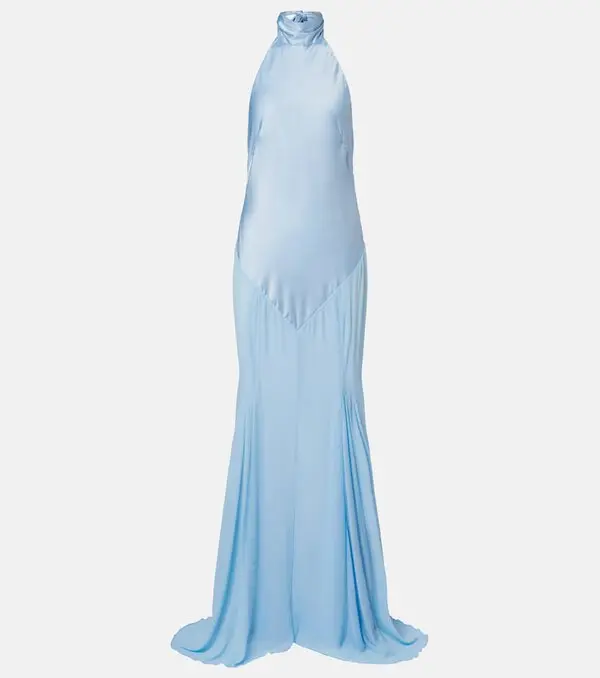 BANANHOT Andrea Halterneck Maxi Dress - Blue