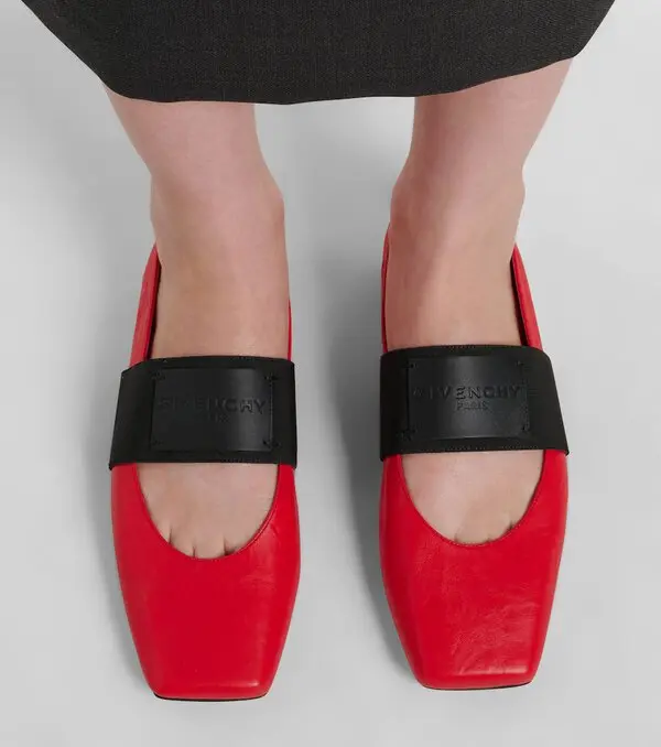 Givenchy Sliced Square Leather Ballet Flats