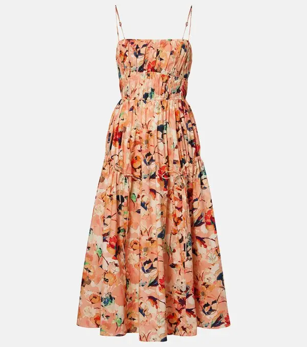 Ulla Johnson Vidri Floral Cotton Poplin Midi Dress - Multicoloured