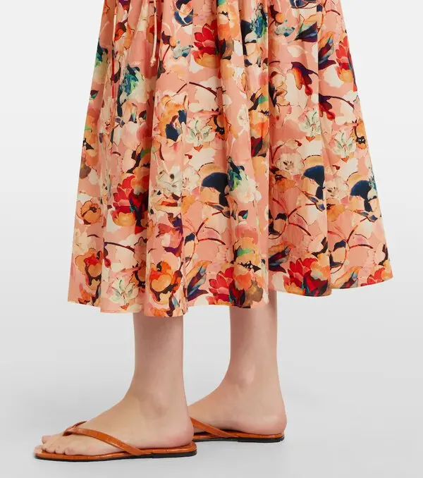 Ulla Johnson Vidri Floral Cotton Poplin Midi Dress - Multicoloured