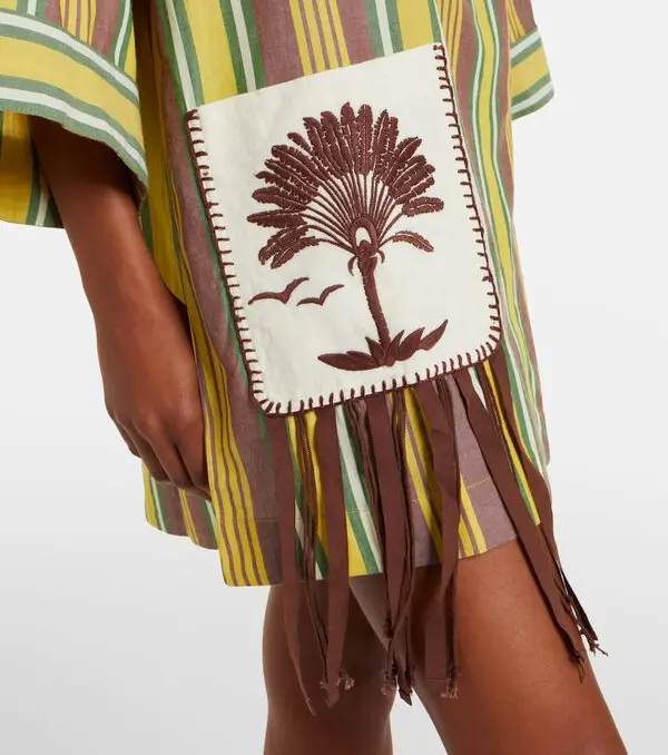 ALEMAIS Clover Embroidered Striped Cotton Minidress