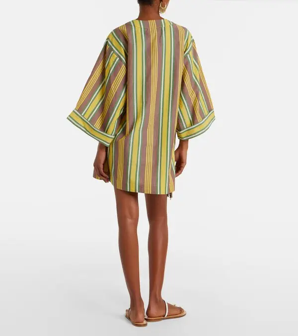 ALEMAIS Clover Embroidered Striped Cotton Minidress