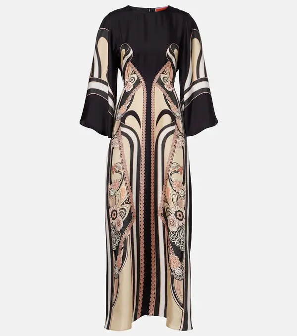 La DoubleJ Sorella Printed Silk Maxi Dress