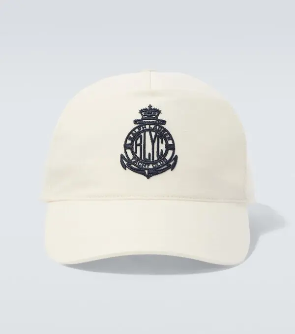 Ralph Lauren Purple Label Logo Silk And Linen Baseball Cap - White