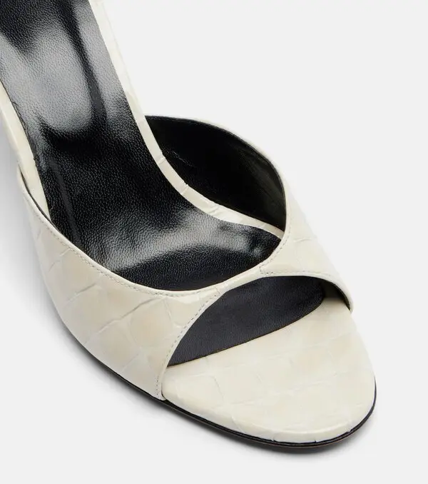 JUDE Haze Croc-effect Patent Leather Mules - White