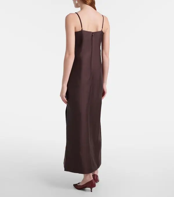ALEMAIS Embellished Printed Linen-blend Maxi Dress