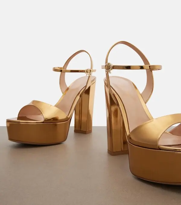 GIANVITO ROSSI Marlena Metallic Leather Platform Sandals