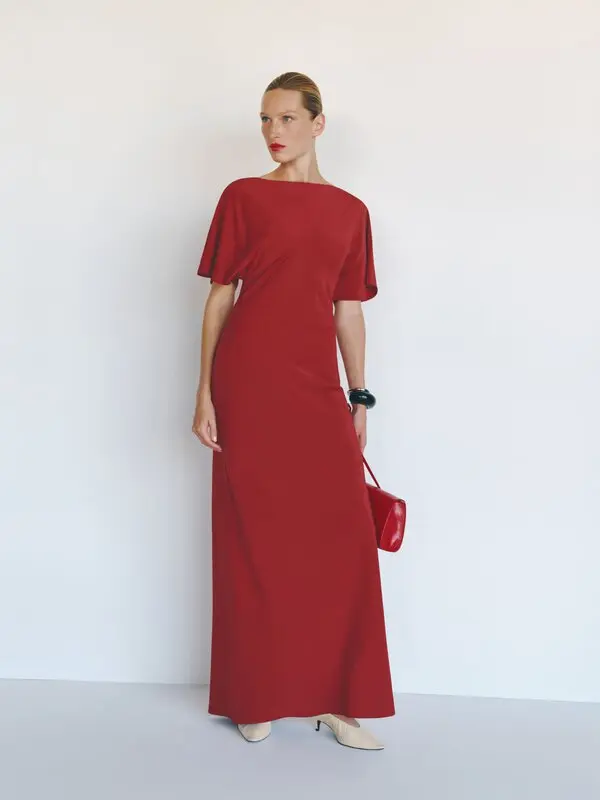 REFORMATION Caila Silk Maxi Dress - Red