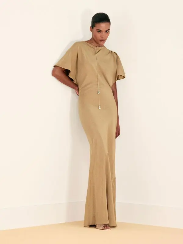 REFORMATION Caila Silk Maxi Dress - Yellow