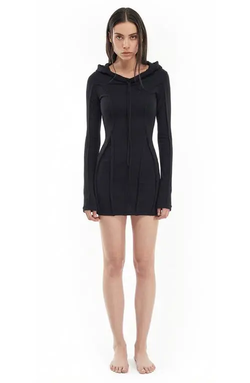 MOTHER OF ALL Pepper Hoodie Mini Dress - Black