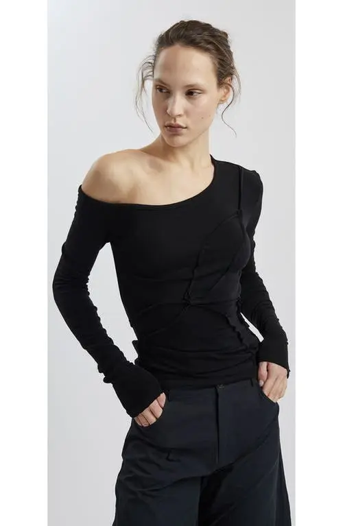 MOTHER OF ALL Asymmetric Long Sleeved T-shirt - Black