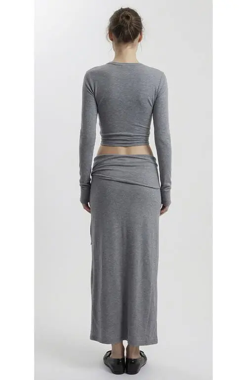 MOTHER OF ALL Wrap Crop Top - Grey