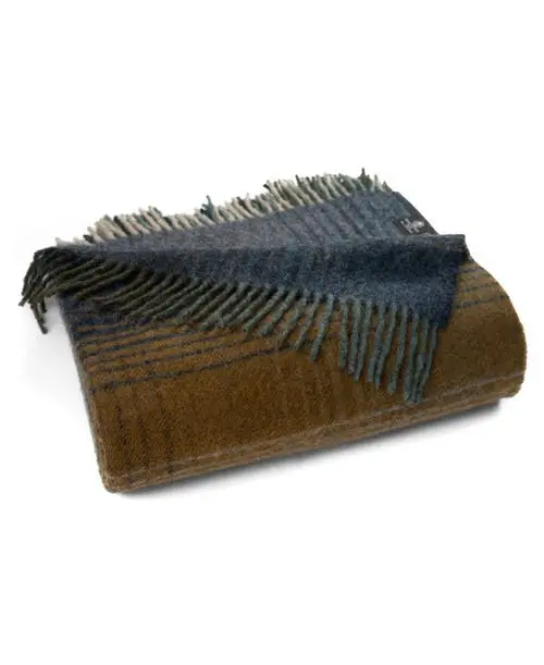 PRINCE OF SCOTS Highland Tweeds Shetland Lambswool Ombre Throw - Blue