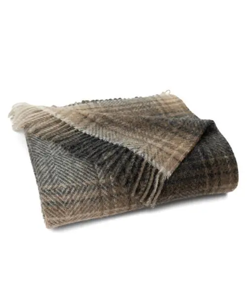 PRINCE OF SCOTS Highland Tweeds Shetland Lambswool Ombre Throw - Natural