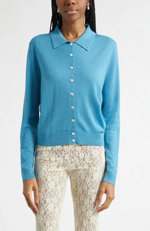Sandy Liang Ley Merino Wool Cardigan - Blue