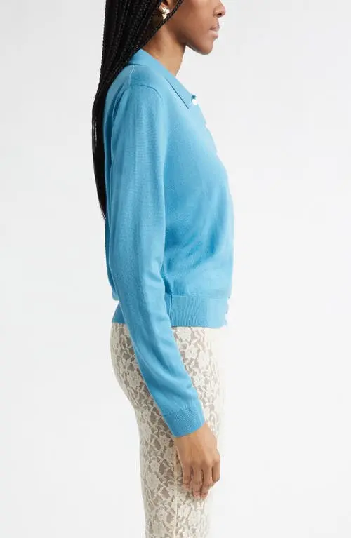 Sandy Liang Ley Merino Wool Cardigan - Blue