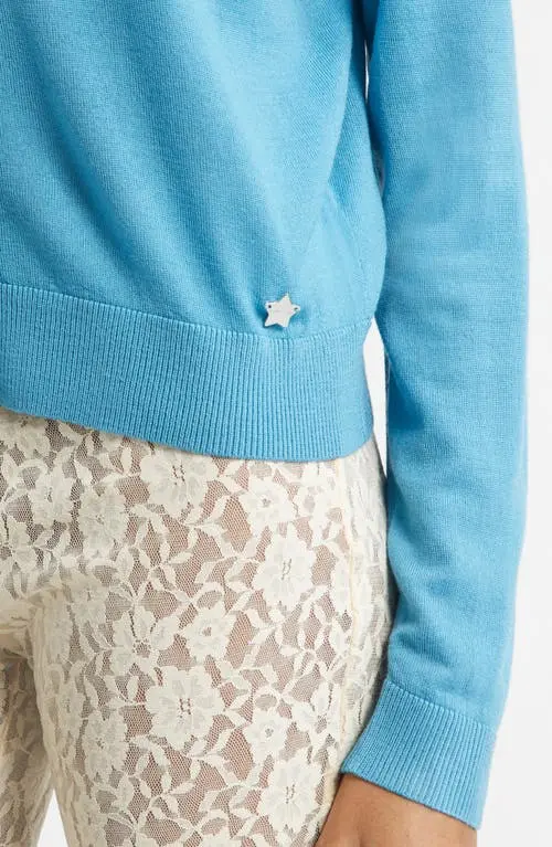 Sandy Liang Ley Merino Wool Cardigan - Blue