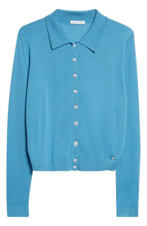 Sandy Liang Ley Merino Wool Cardigan - Blue