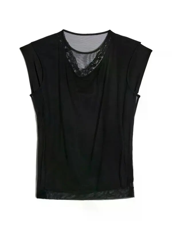 Simone Rocha Layered T-shirt With Lace Trim - Black