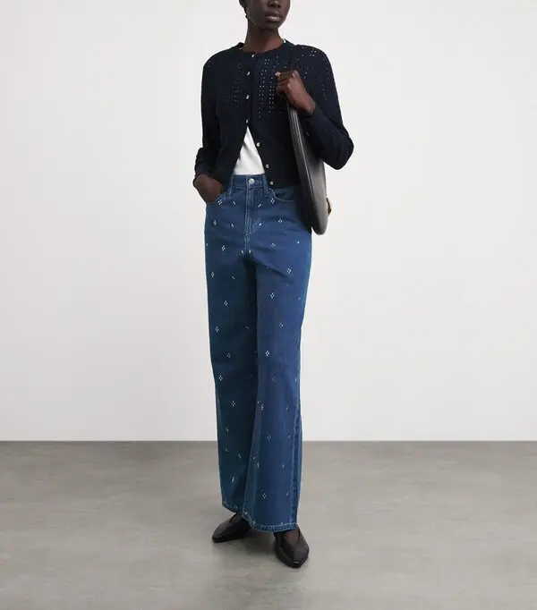 Maje Embellished Wide-leg Jeans - Blue