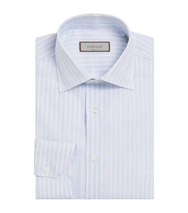 Canali Cotton-linen Stripe Shirt