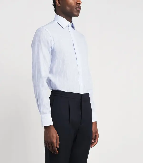 Canali Cotton-linen Stripe Shirt