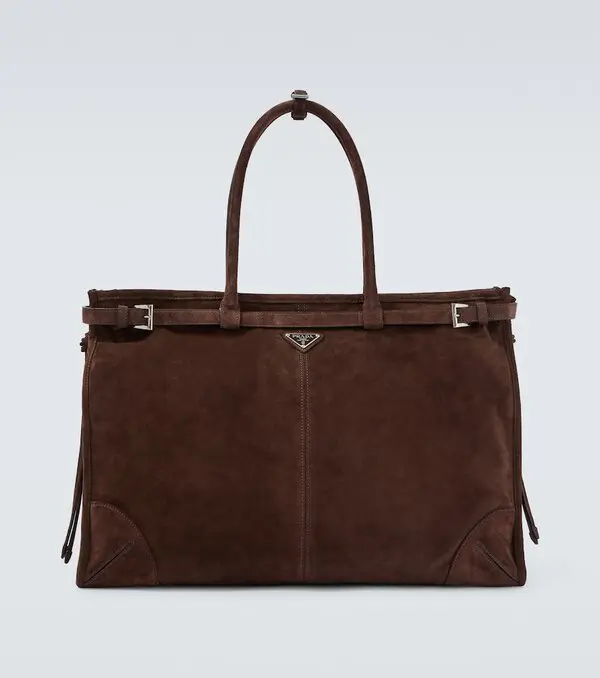 Prada Suede Tote Bag - Brown