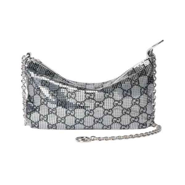Gucci Metallic Evening Bag With Double G Charm - Beige