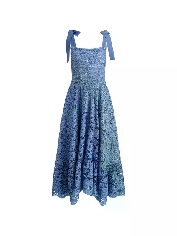 Alice + Olivia Rosalee Lace Midi Dress - Blue