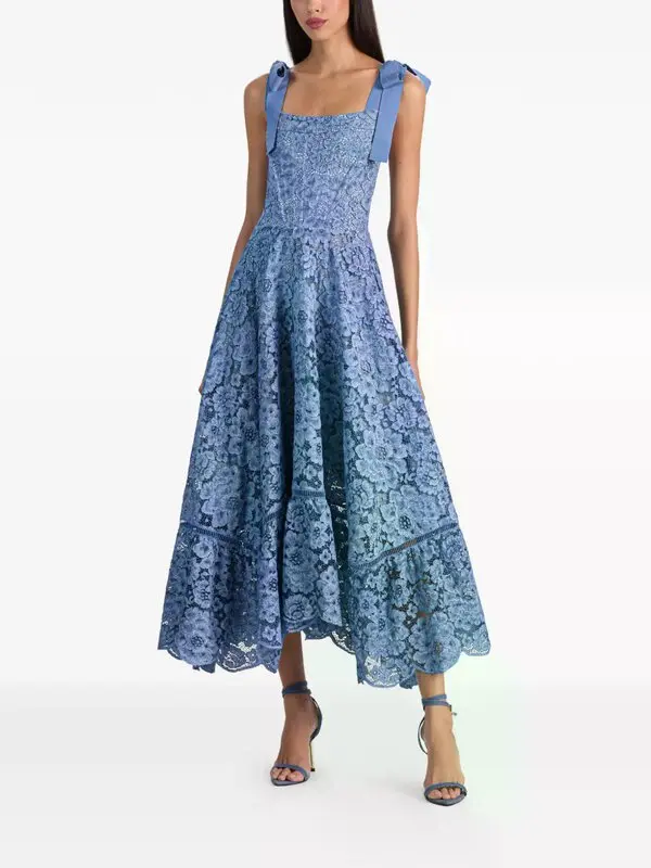 Alice + Olivia Rosalee Lace Midi Dress - Blue