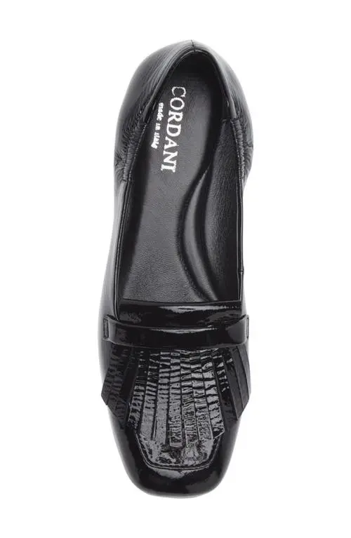 Cordani Mistie Fringe Trim Loafer - Black Patent