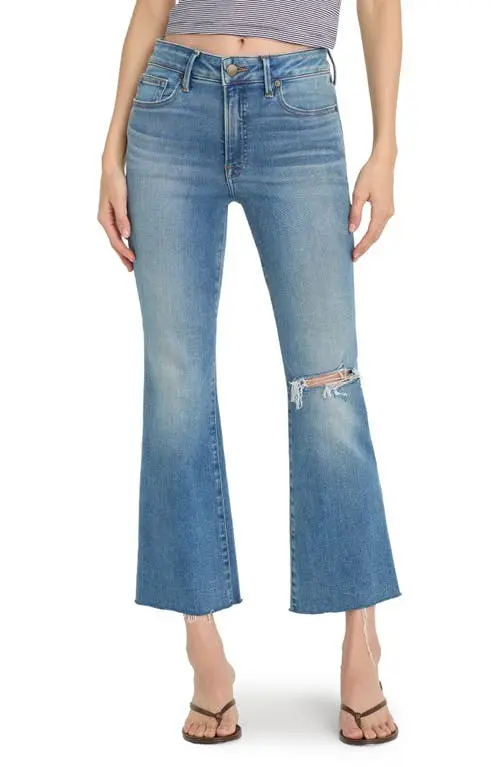 Good American Soft-tech Good Legs Ripped Crop Mini Bootcut Jeans - Indigo1210