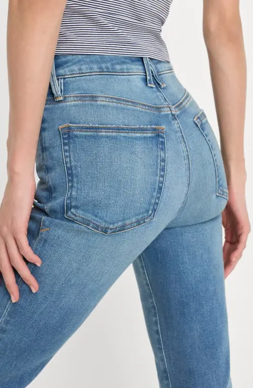 Good American Soft-tech Good Legs Ripped Crop Mini Bootcut Jeans - Indigo1210