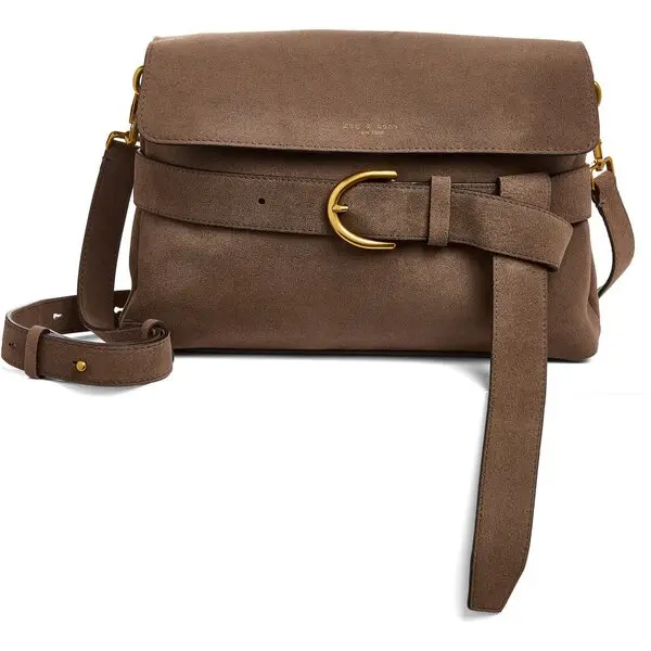 Rag & Bone Lexington Flap Suede Crossbody Bag - Morel
