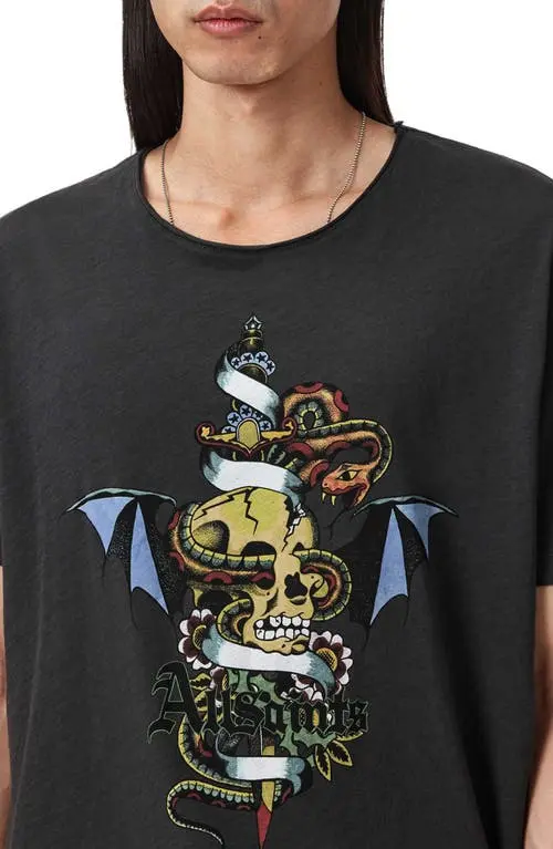 ALLSAINTS Sabre Cotton Graphic T-shirt - Washed Black
