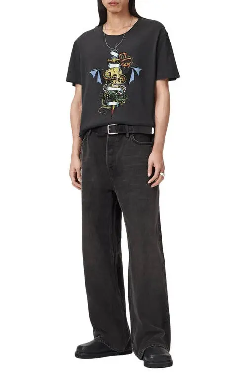 ALLSAINTS Sabre Cotton Graphic T-shirt - Washed Black