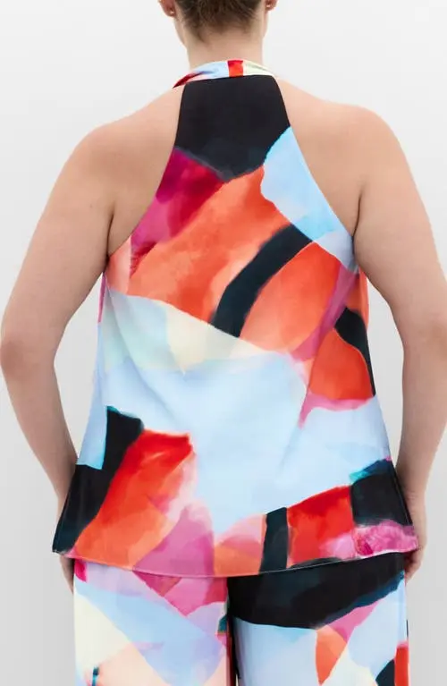 City Chic Abstract Print Cowl Neck Top - Aspect