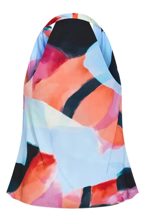 City Chic Abstract Print Cowl Neck Top - Aspect
