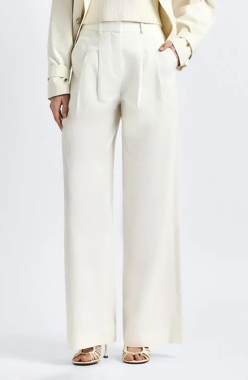 Derek Lam 10 Crosby Juliana Pleated Wide Leg Twill Pants - Soft White