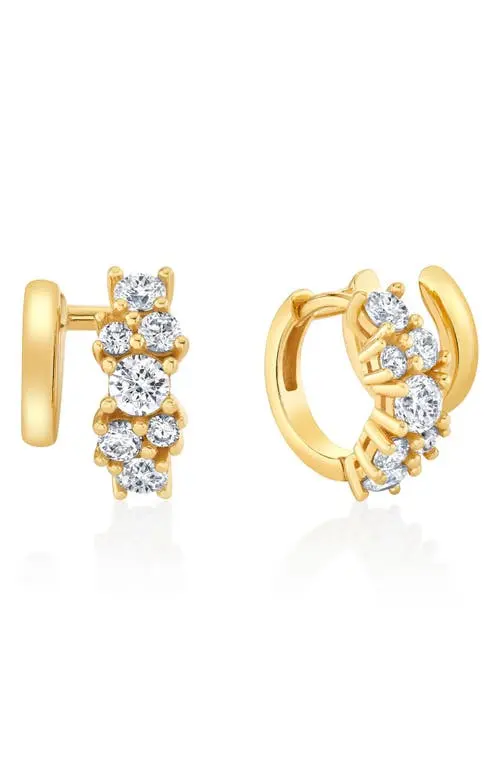 CRISLU Pavé Cubic Zirconia Huggie Hoop Earrings - 18kt Yellow Gold/clear Stone