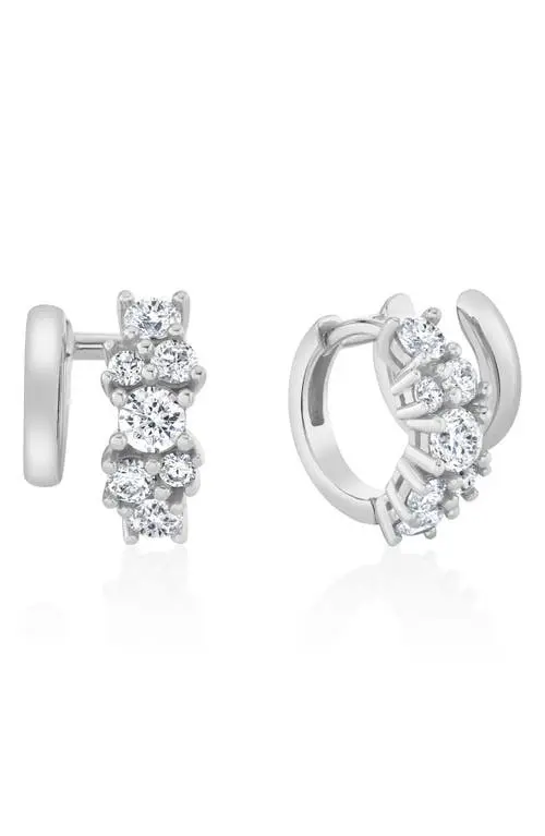 CRISLU Pavé Cubic Zirconia Huggie Hoop Earrings - Pure Platinum/clear Stone