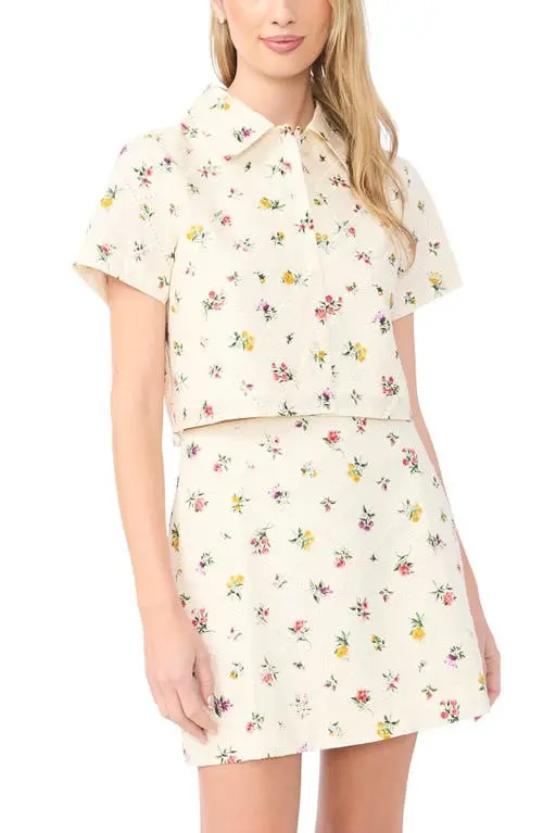 Ted Baker London Floral Eyelet Button-up Crop Top