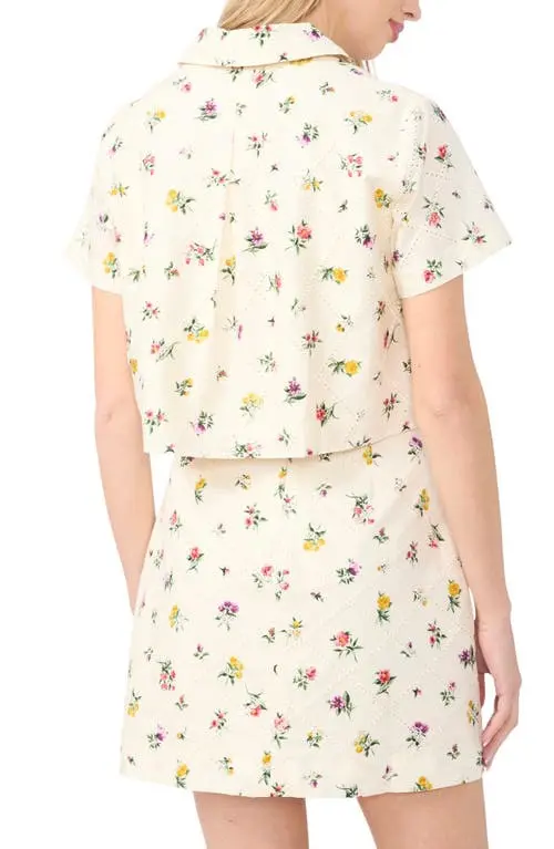 Ted Baker London Floral Eyelet Button-up Crop Top