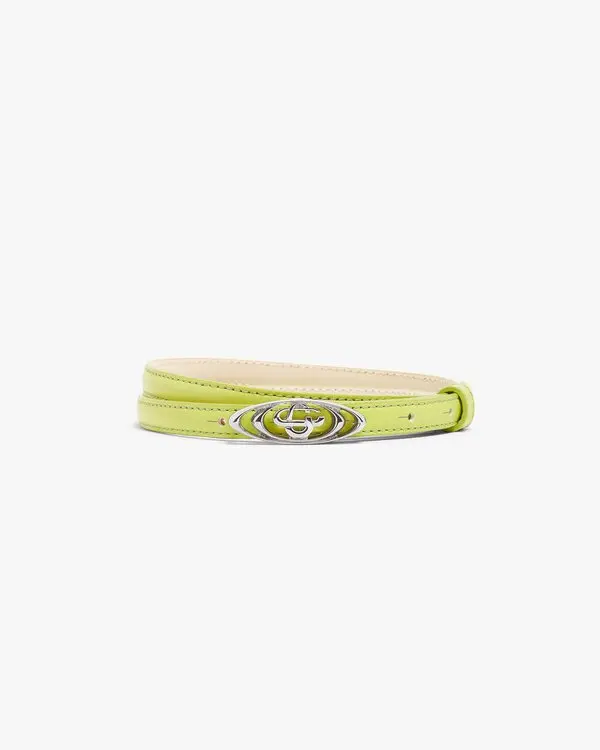 Casablanca Lime Mini Warped Logo Leather Belt - Multicolor