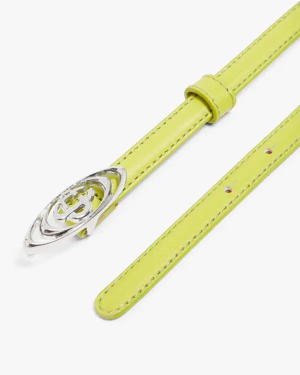 Casablanca Lime Mini Warped Logo Leather Belt